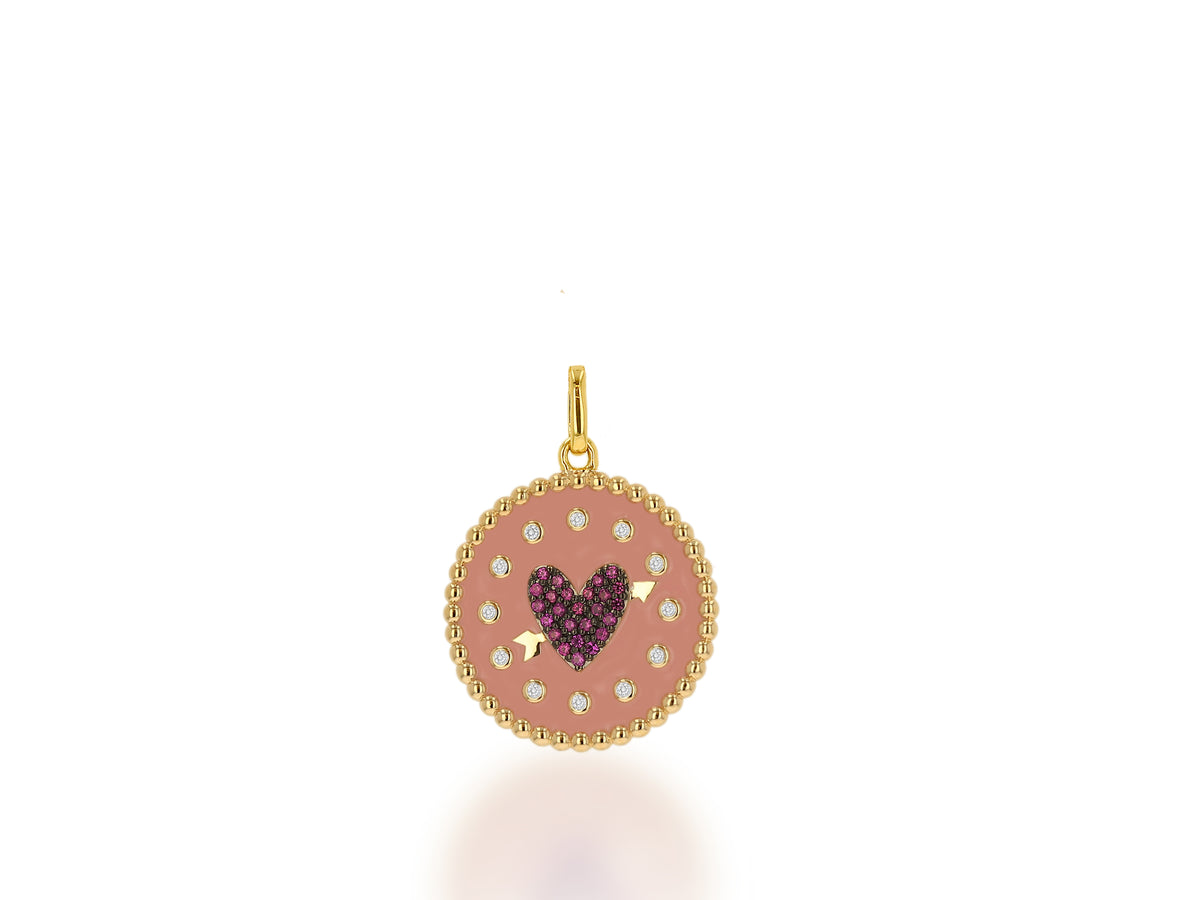 Diamond and Ruby Heart and Arrow Enamel Charm – Rachel Reid