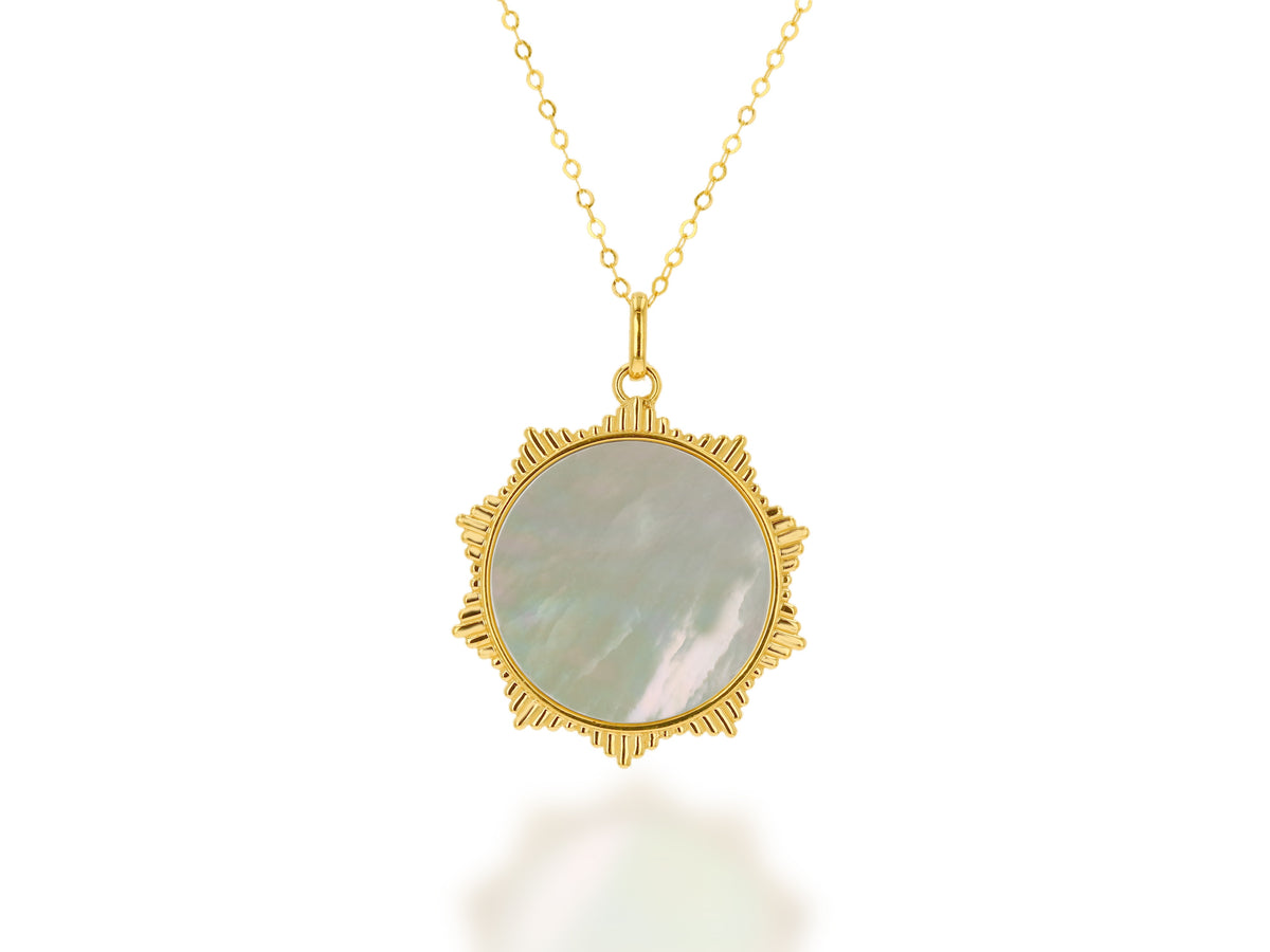 Fluted White Mother Of Pearl Sun Charm – Rachel Reid